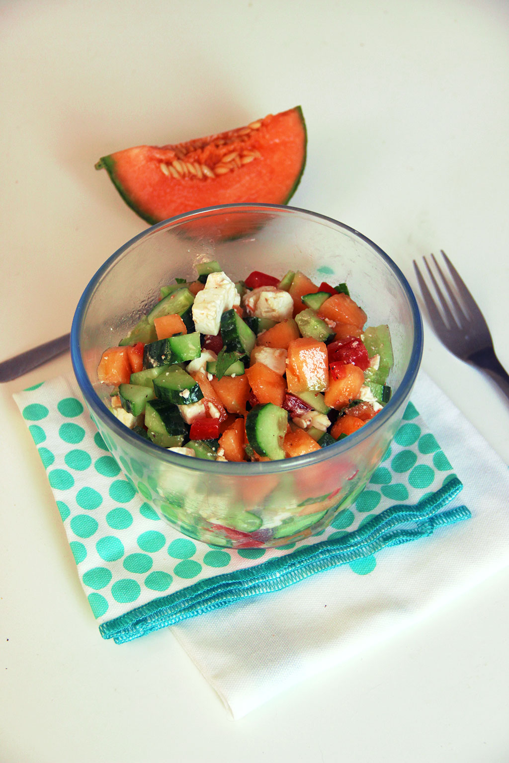 Salade de melon, feta et concombre - Not parisienne