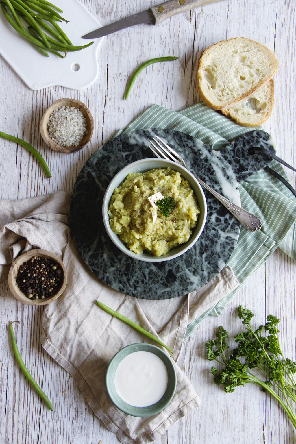 Purée pomme de terre et haricots verts - Not parisienne