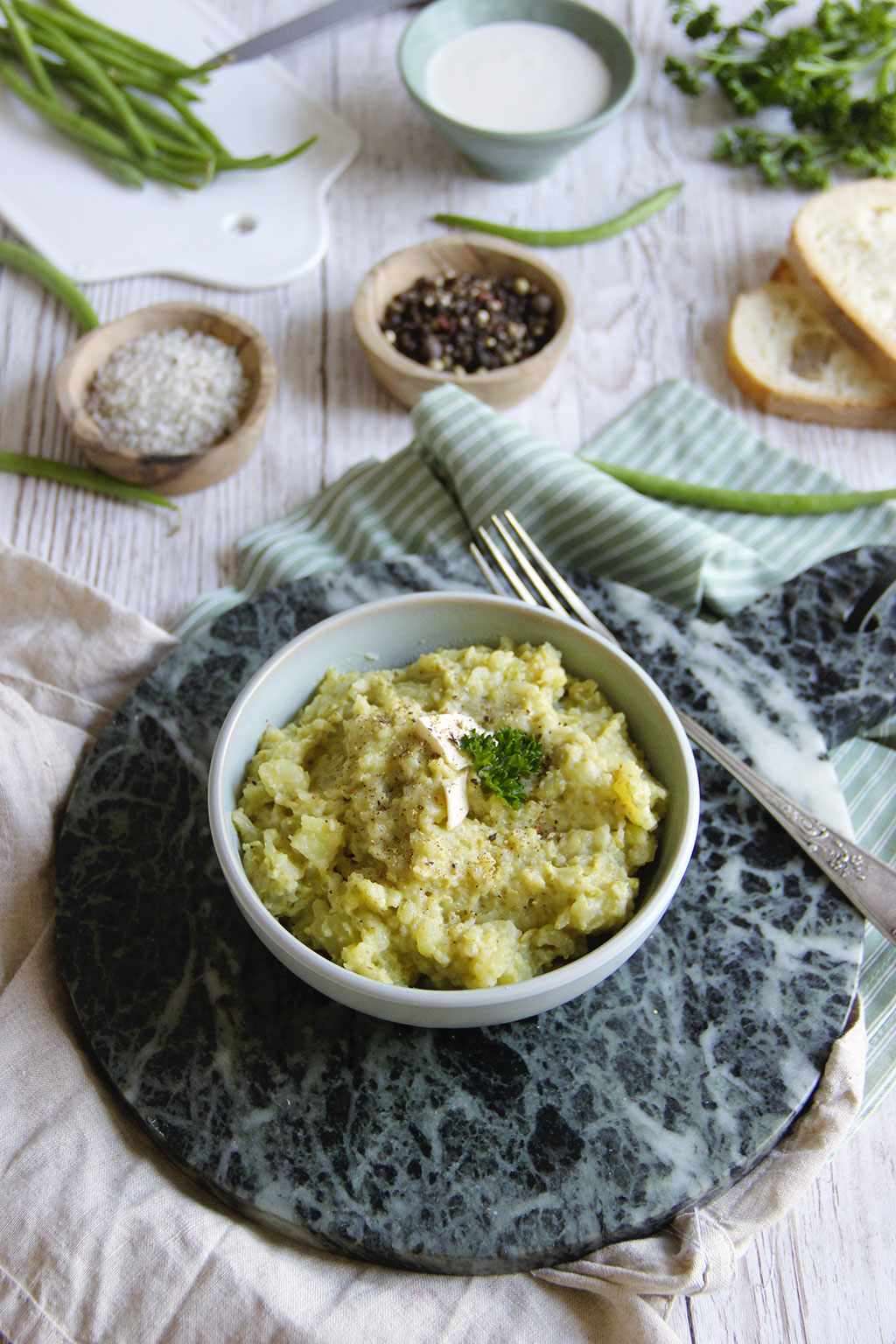 Purée pomme de terre et haricots verts - Not parisienne